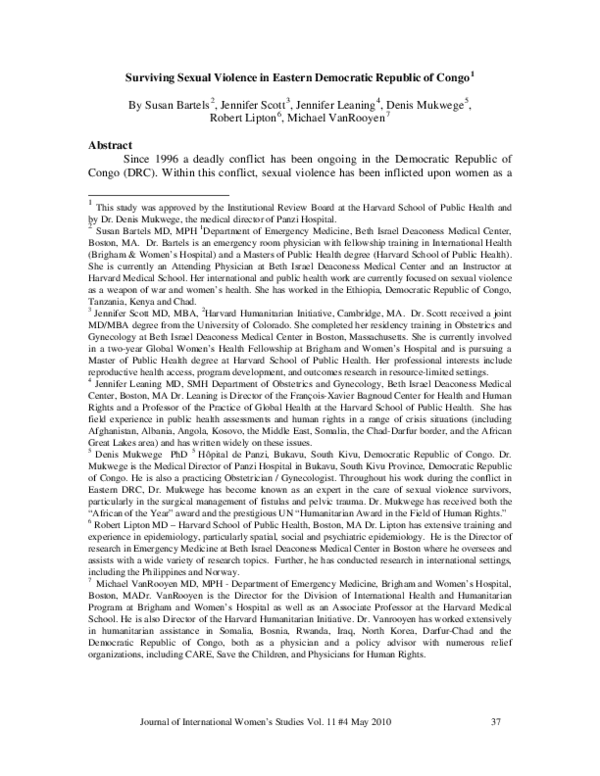 (PDF) Surviving Sexual Violence in Eastern Democratic Republic of Congo