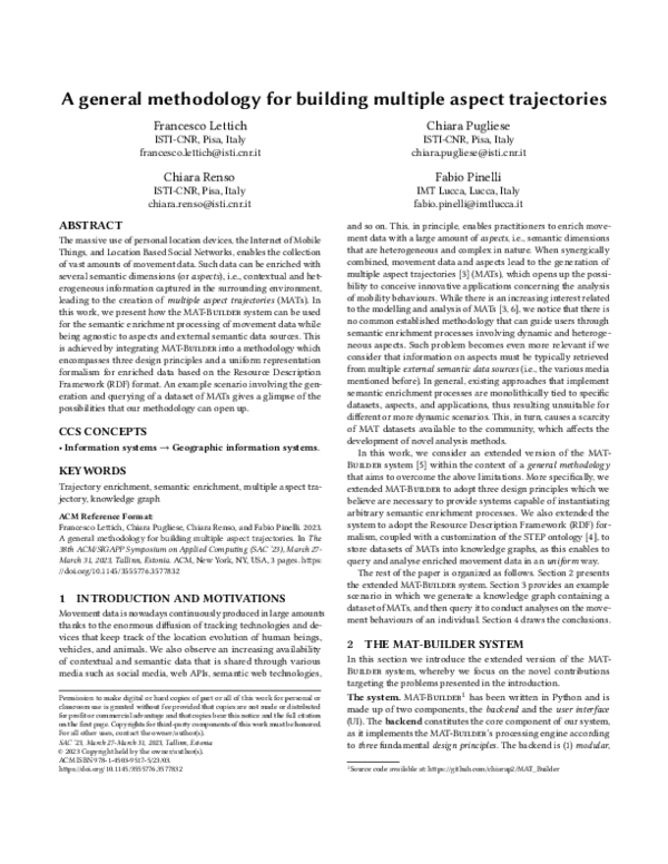 (PDF) A general methodology for building multiple aspect trajectories