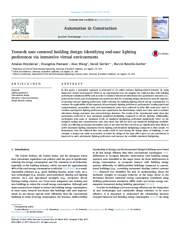 (PDF) Towards user centered building design: Identifying end-user ...