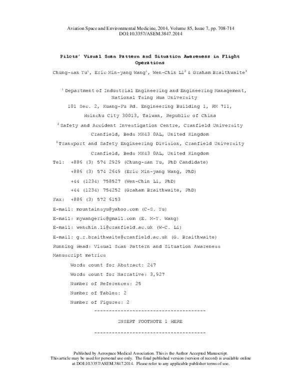(PDF) Pilots’ Visual Scan Patterns and Situation Awareness in Flight ...