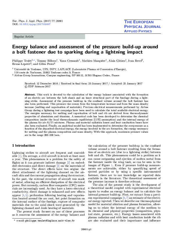 (PDF) Energy balance and assessment of the pressure build-up around a bolt fastener due to ...