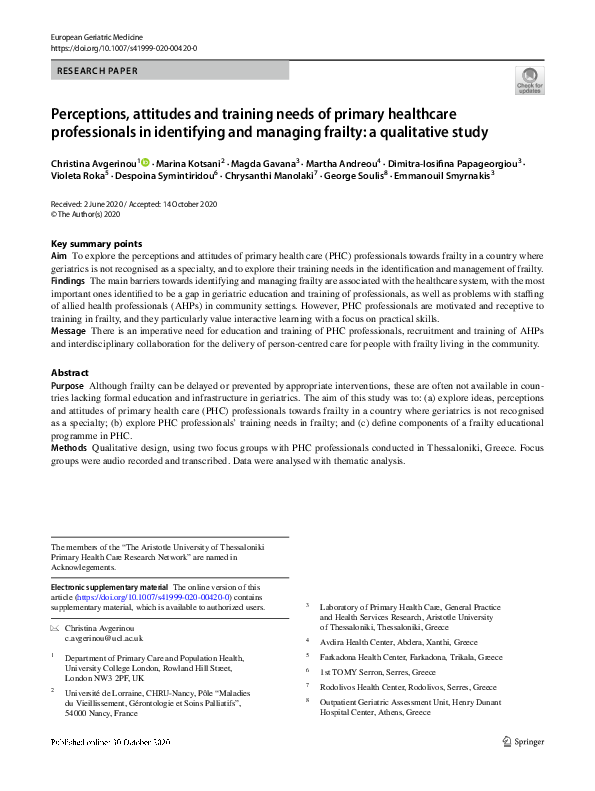 (PDF) Perceptions, attitudes and training needs of primary healthcare professionals in ...