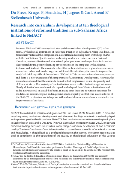 (PDF) Research into curriculum development at ten theological ...