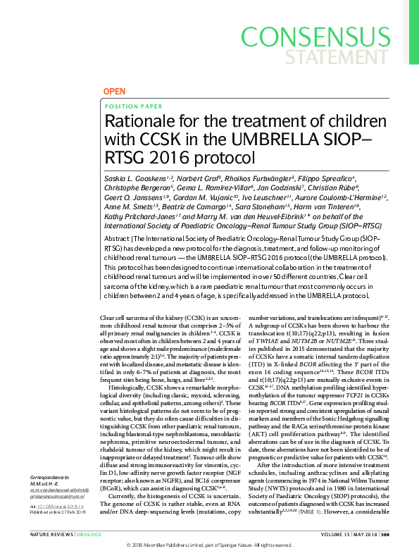 (PDF) Rationale for the treatment of children with CCSK in the UMBRELLA ...