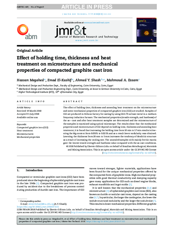 (PDF) Effect of holding time, thickness and heat treatment on ...