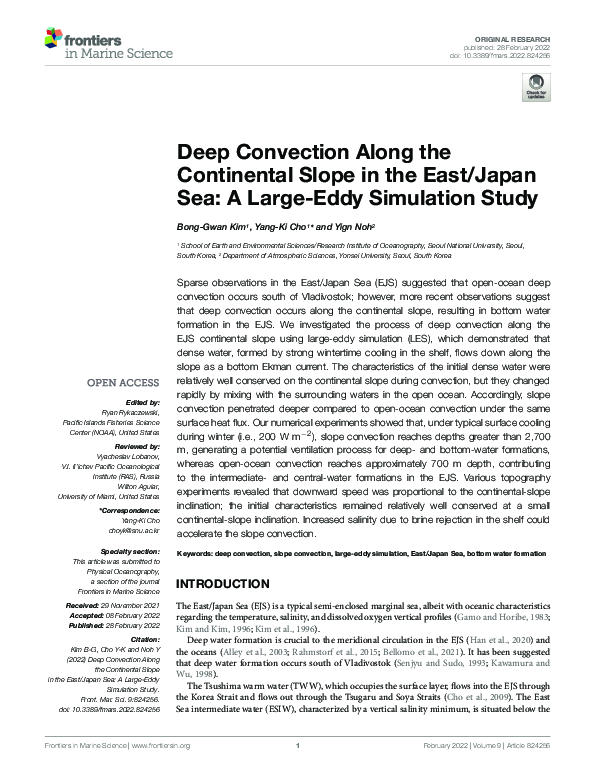 (PDF) Deep Convection Along the Continental Slope in the East/Japan Sea: A Large-Eddy Simulation ...