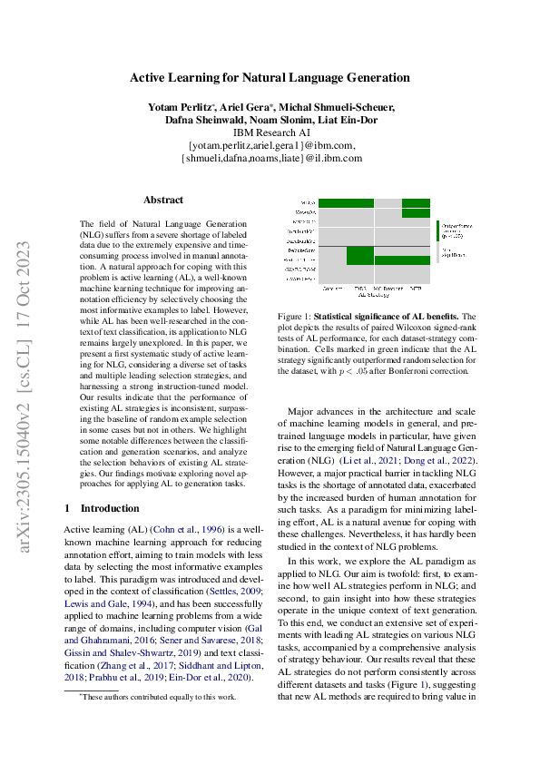 (PDF) Active Learning for Natural Language Generation