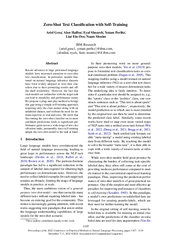 (PDF) Zero-Shot Text Classification with Self-Training