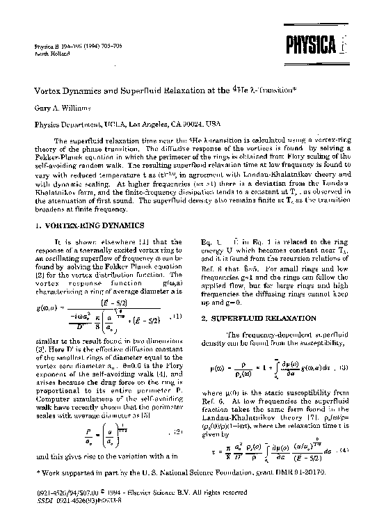 (PDF) Vortex dynamics and superfluid relaxation at the4He λ-transition