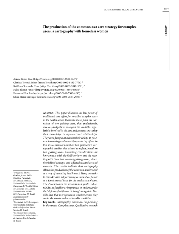 (PDF) The production of the common as a care strategy for complex users ...
