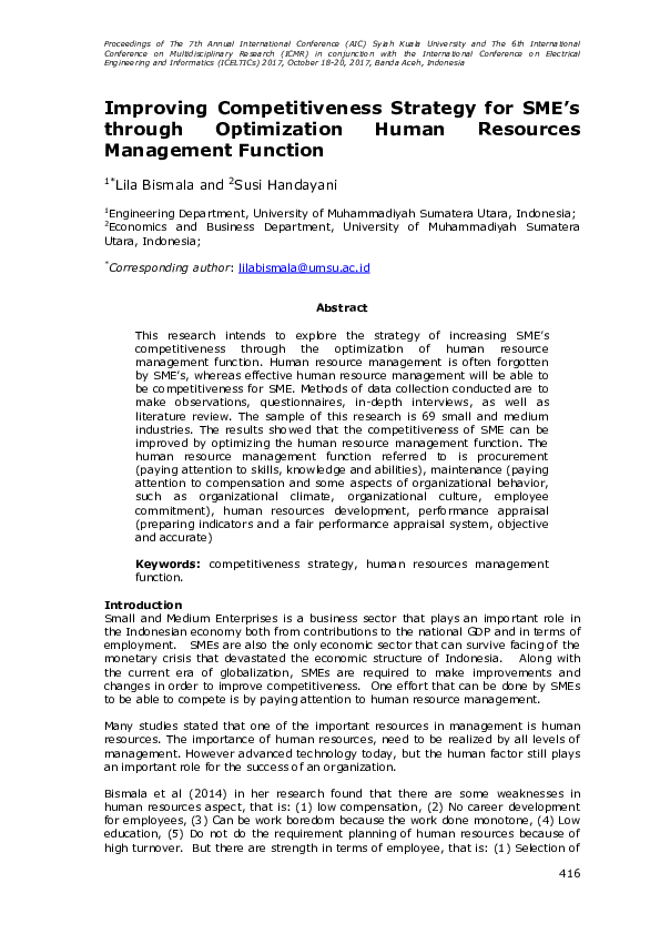 (PDF) Improving Competitiveness Strategy for SME’s through Optimization ...