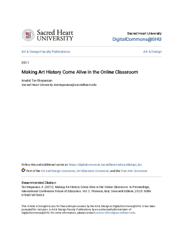 (PDF) Making Art History Come Alive in the Online Classroom