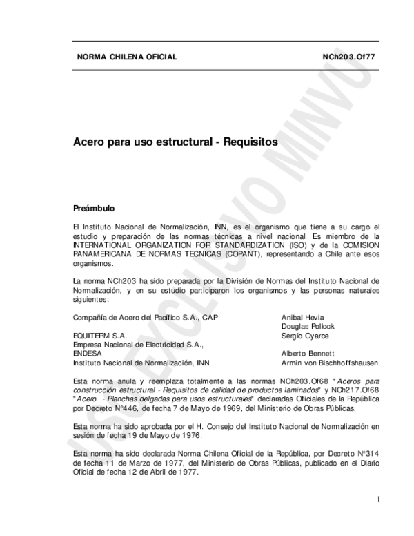 (PDF) NCh0203 ACERO PARA USO ESTRUCTURAL