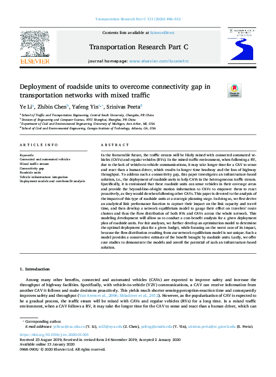 (PDF) Deployment of roadside units to overcome connectivity gap in ...