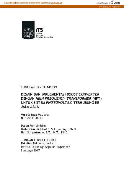 (PDF) Desain Dan Implementasi Boost Converter Dengan High Frequency ...