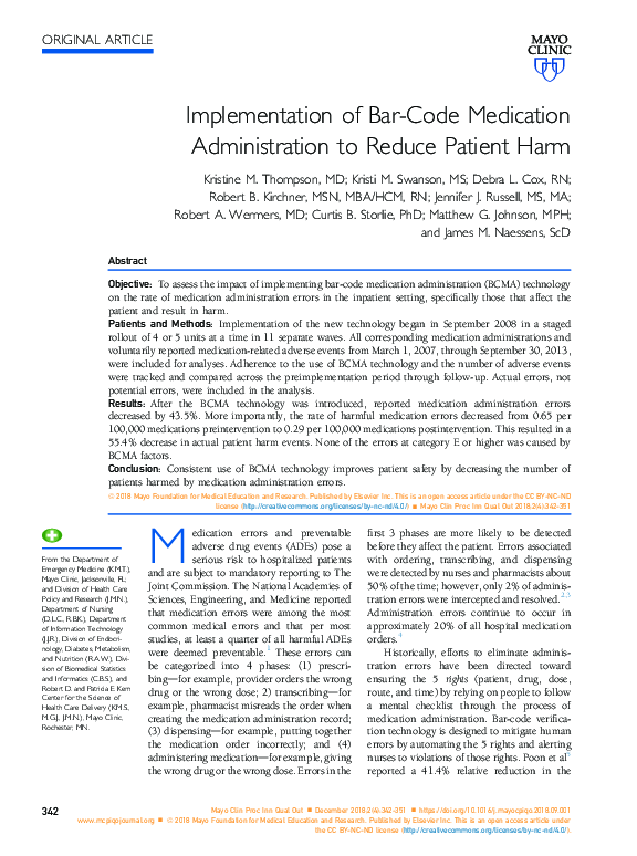 (PDF) Implementation of Bar-Code Medication Administration to Reduce ...