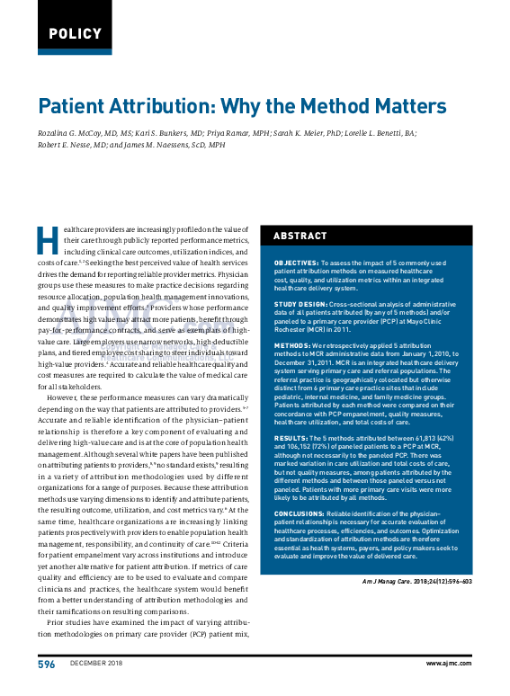 (PDF) Patient attribution: why the method matters