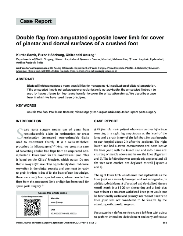 (PDF) Double flap from amputated opposite lower limb for cover of ...