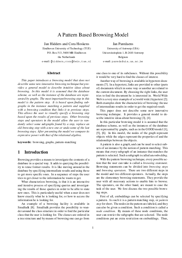 (PDF) A Pattern Based Browsing Model