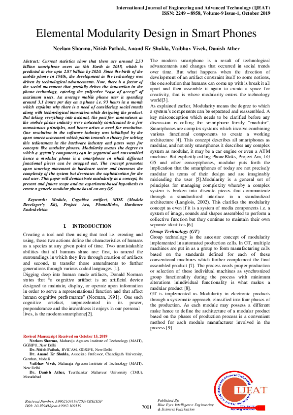 (PDF) Elemental Modularity Design in Smart Phones