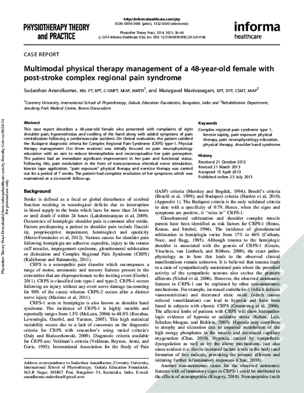 (PDF) Multimodal physical therapy management of a 48-year-old female with post-stroke complex ...