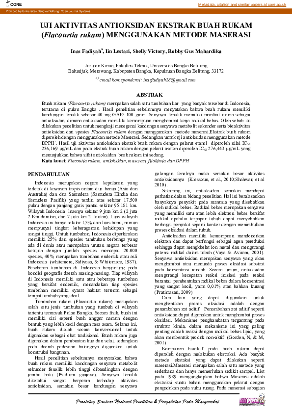 (PDF) Uji Aktivitas Antioksidan Ekstrak Buah Rukam (Flacourtia Rukam ...