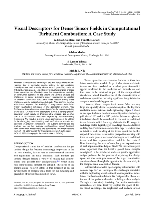 (PDF) Visual Descriptors for Dense Tensor Fields in Computational Turbulent Combustion: A Case Study