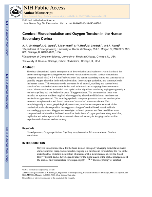 (PDF) Cerebral Microcirculation and Oxygen Tension in the Human ...