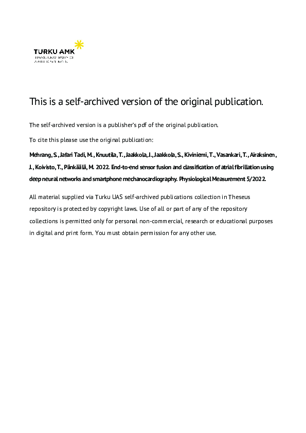 (PDF) End-to-end sensor fusion and classification of atrial fibrillation using deep neural ...