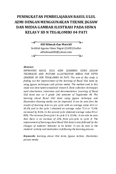 (PDF) Peningkatan Pembelajaran Rasul Ulul Azmi Dengan Menggunakan ...