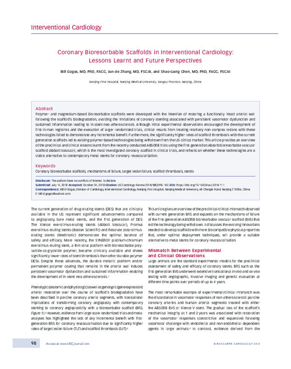 (PDF) Coronary Bioresorbable Scaffolds in Interventional Cardiology ...