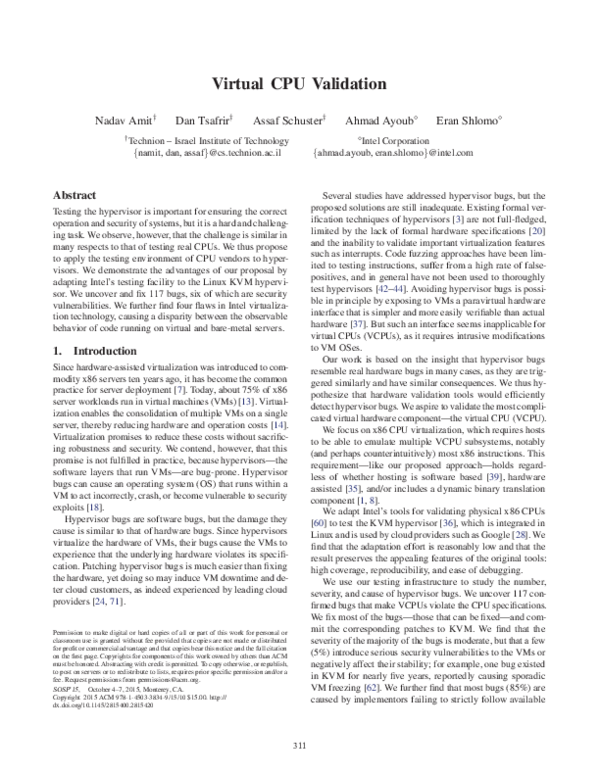 (PDF) Virtual CPU validation