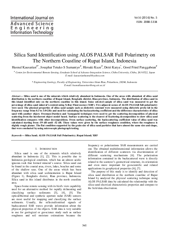 (PDF) Silica Sand Identification using ALOS PALSAR Full Polarimetry on ...
