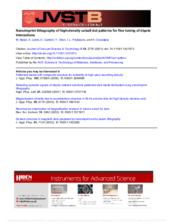 (PDF) Nanoimprint lithography of high-density cobalt dot patterns for ...