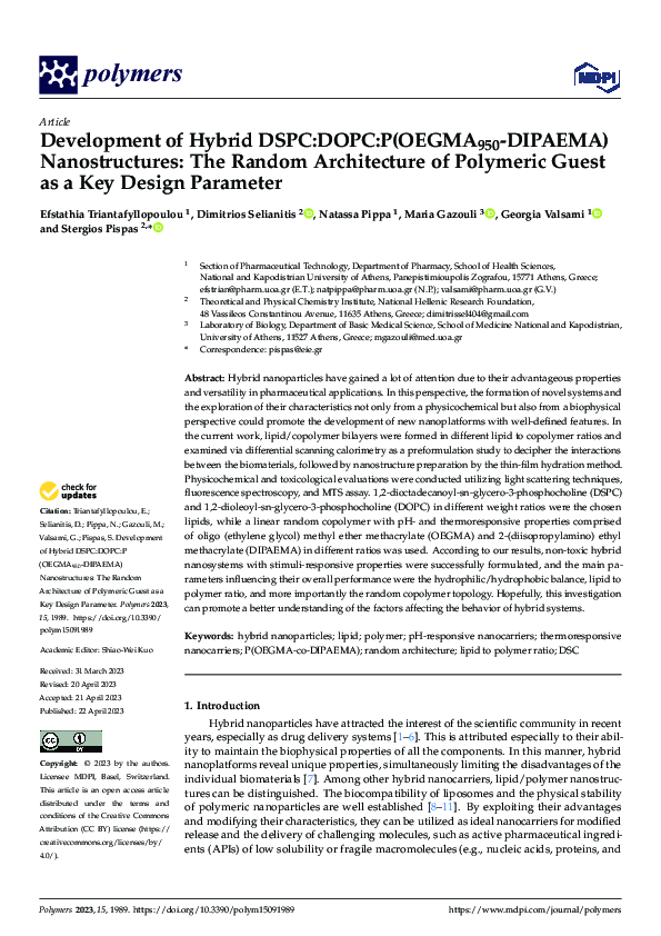 (PDF) Development of Hybrid DSPC:DOPC:P(OEGMA950-DIPAEMA ...