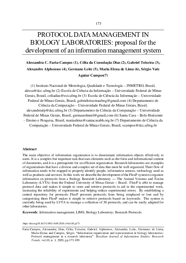 (PDF) Protocol data management in biology laboratories