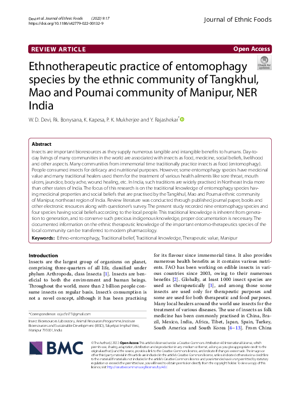 (PDF) Ethnotherapeutic practice of entomophagy species by the ethnic ...