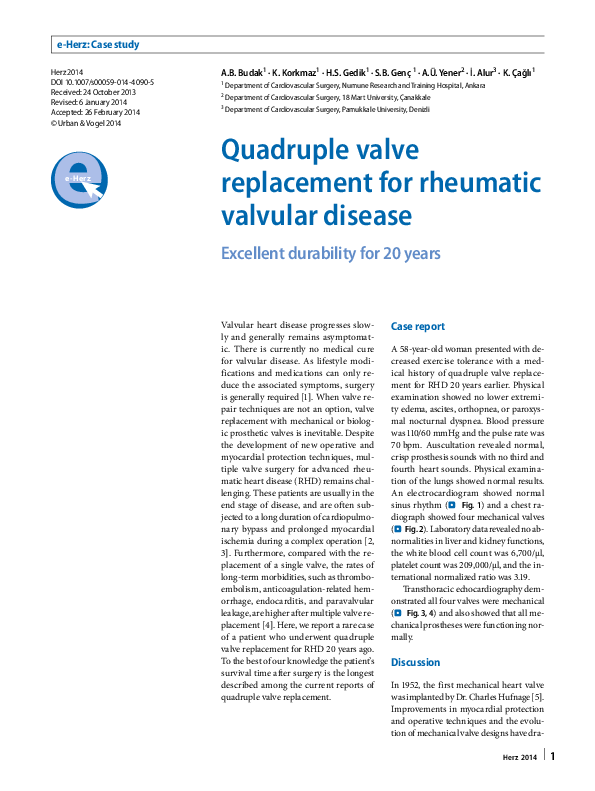 (PDF) Quadruple valve replacement for rheumatic valvular disease