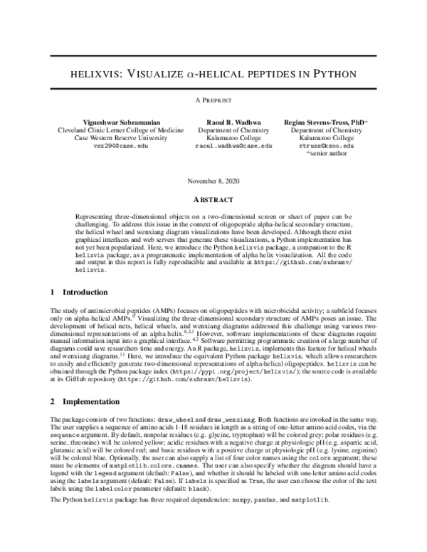 (PDF) Helixvis: Visualize α-Helical Peptides in Python