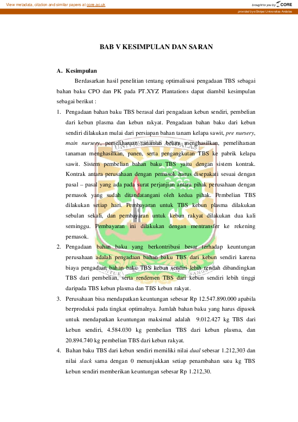 (PDF) OPTIMALISASI PENGADAAN TANDAN BUAH SEGAR (TBS) SEBAGAI BAHAN BAKU ...