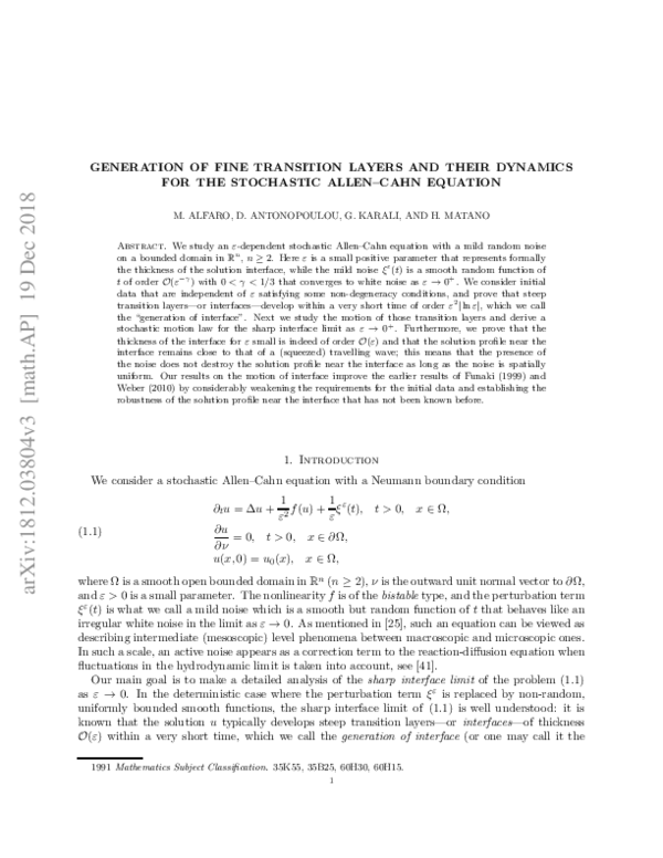 Pdf Generation Of Fine Transition Layers And Their Dynamics For The