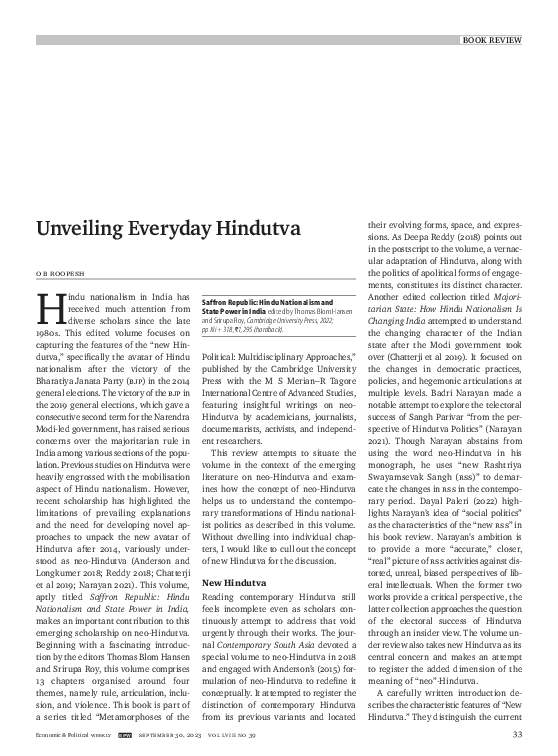 (PDF) Unveiling Everyday Hindutva