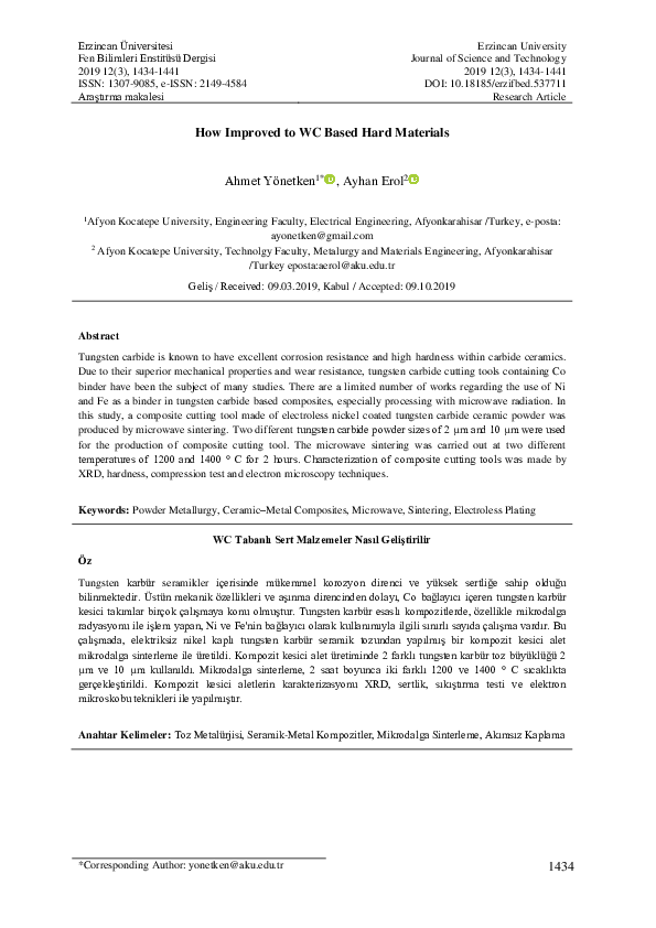 (PDF) How Improved to WC Based Hard Materials