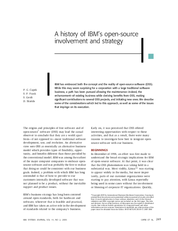 (PDF) A history of IBM's open-source involvement and strategy