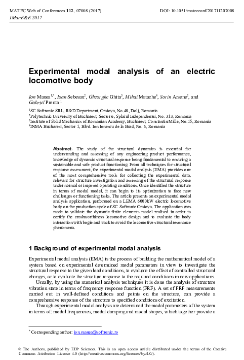 (PDF) Experimental modal analysis of an electric locomotive body