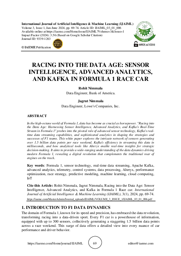 (PDF) RACING INTO THE DATA AGE: SENSOR INTELLIGENCE, ADVANCED ANALYTICS, AND KAFKA IN FORMULA 1 ...