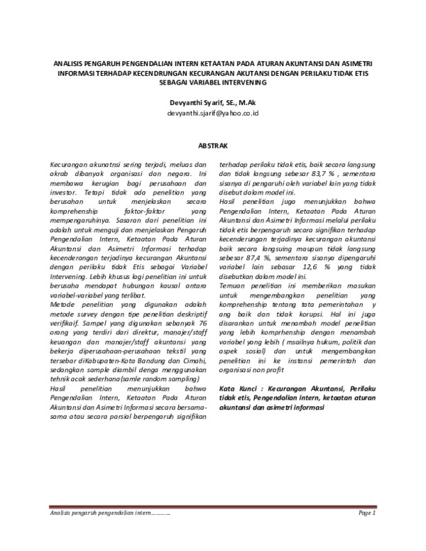 (PDF) Sebagai Variabel Intervening