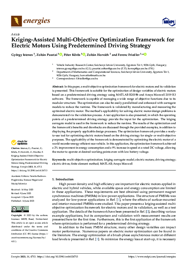 (PDF) Kriging-Assisted Multi-Objective Optimization Framework for Electric Motors Using ...