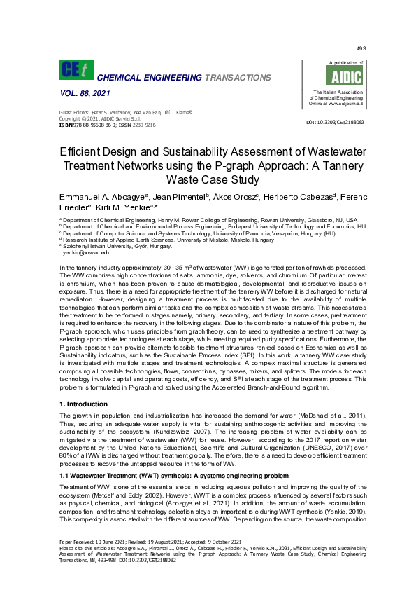 (PDF) Efficient Design and Sustainability Assessment of Wastewater ...