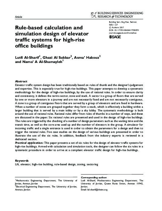 (PDF) Rule-based calculation and simulation design of elevator traffic systems for high-rise ...